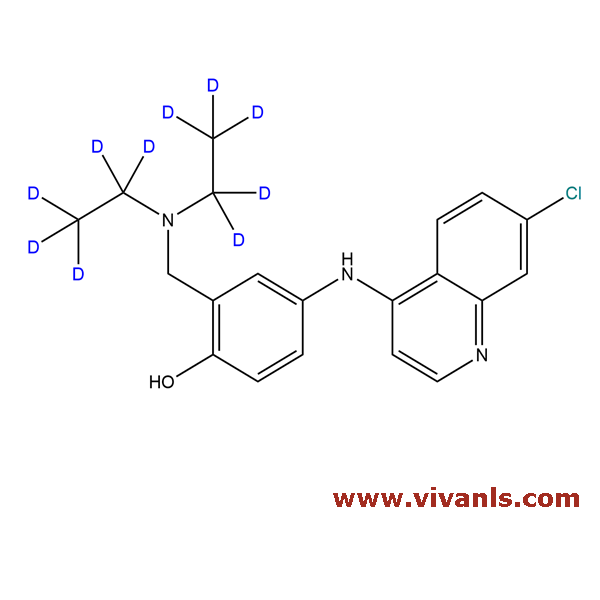Amodiaquine-D10, Formula C₂₀H₁₂ClN₃OD₁₀, CAS No. 1189449-70-4, VIVAN ...