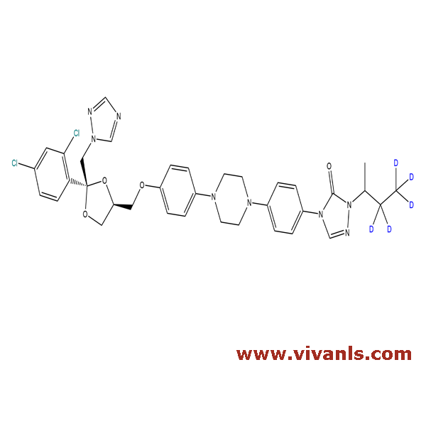 Itraconazole D5, Formula C35H33D5Cl2N8O4, CAS No. 1217510-38-7, VIVAN ...