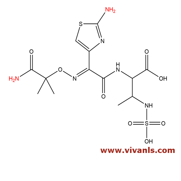 Aztreonam, Formula C₁₃H₁₇N₅O₈S₂, CAS No. 78110-38-0, VIVAN Life Sciences