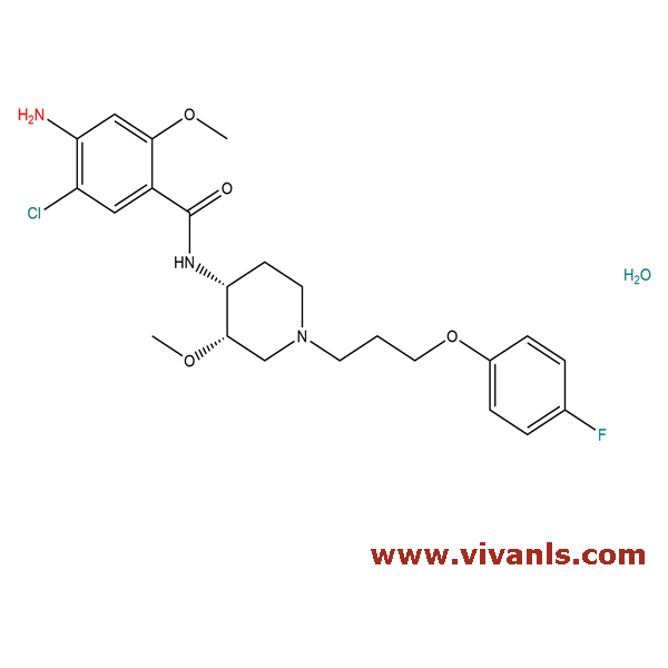 Cisapride monohydrate, CAS Number 260779-88-2, Formula C₂₃H₂₉ClFN₃O₄ ...