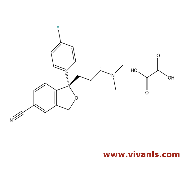 Escitalopram oxalate, CAS Number 219861-08-2, Formula C₂₂H₂₃FN₂O₅ ...